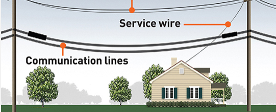 Who is responsible for pruning or removing trees near service wires?