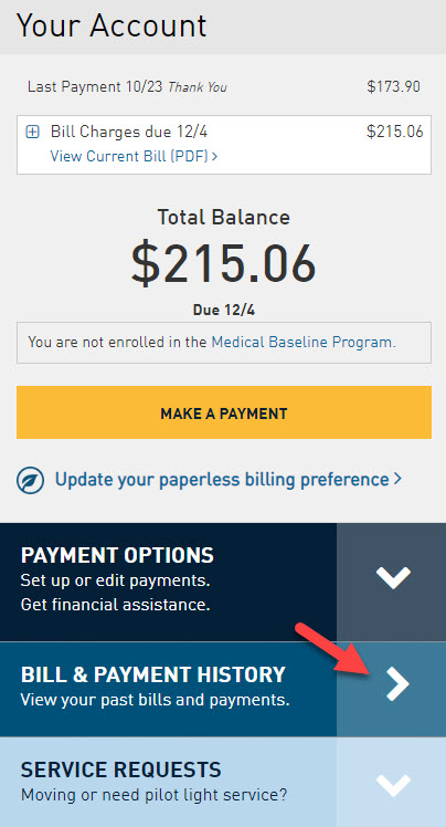 How do I download my bill and payment history?